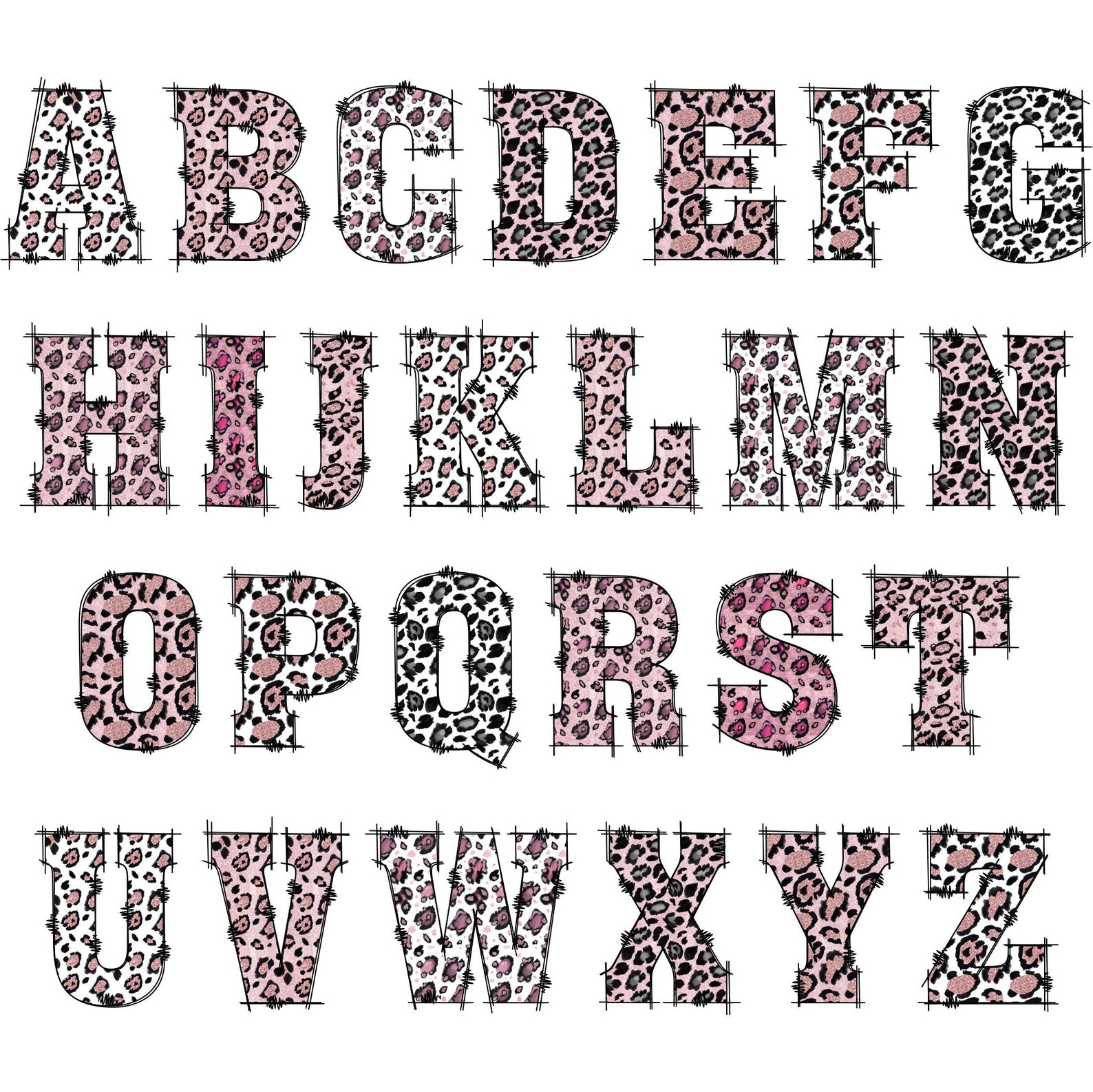 Leopard Print Alphabet PNG Doodle Clip Art Transparent PNG - Etsy