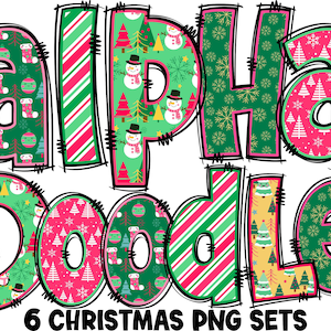 Pink Christmas Alphabet PNG, Christmas Letters, Christmas Doodle, PNG ...