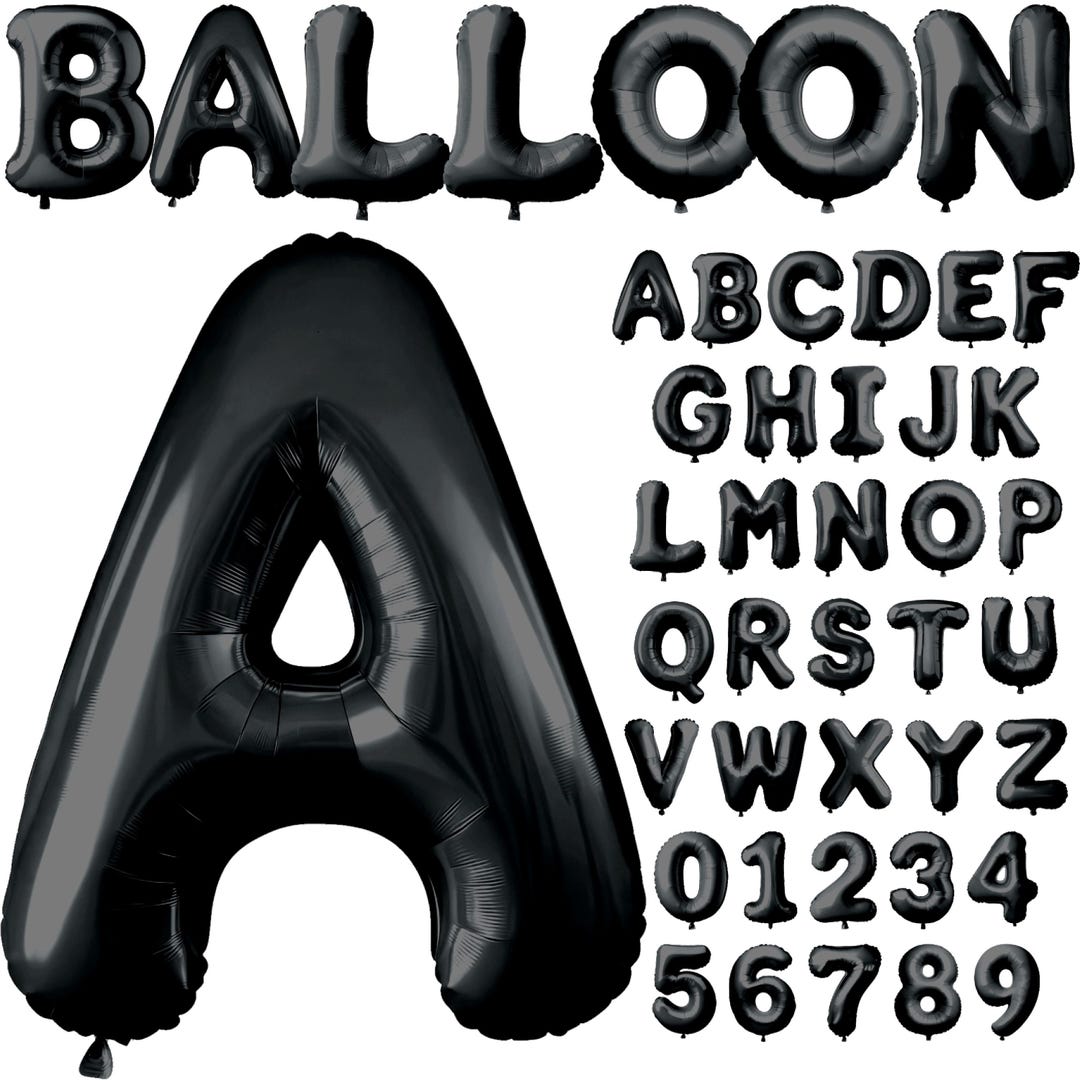 Black Balloon PNG Letters, Transparent Background, Black Balloon ...