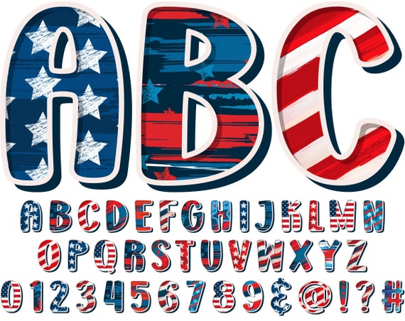 Independence Day Letters PNG Doodle Letters 4th of July | Etsy