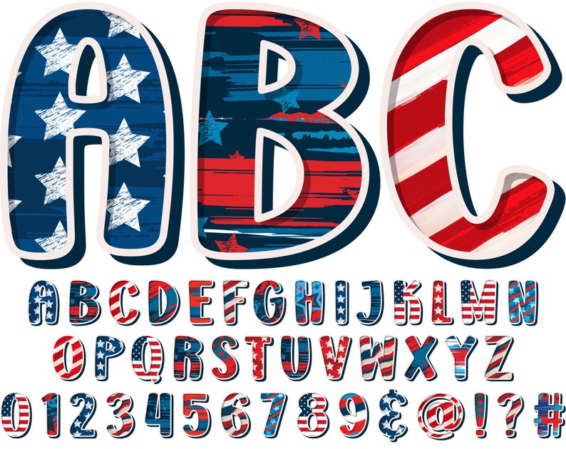 Independence Day Letters PNG Doodle Letters 4th of July | Etsy