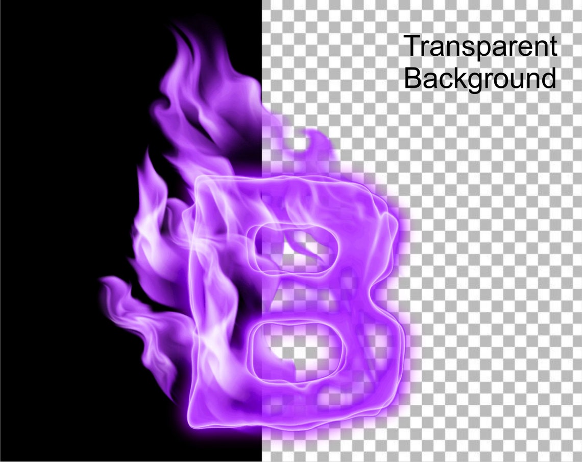 Purple Fire PNG Letters, Transparent Background, Flame Alphabet Clipart ...