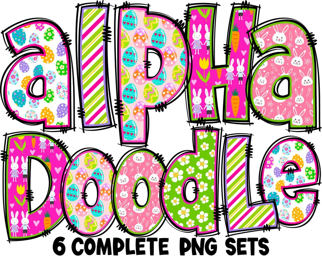 Easter Alphabet PNG, Easter Letters, Easter Doodle, Easter Eggs, Alpha ...