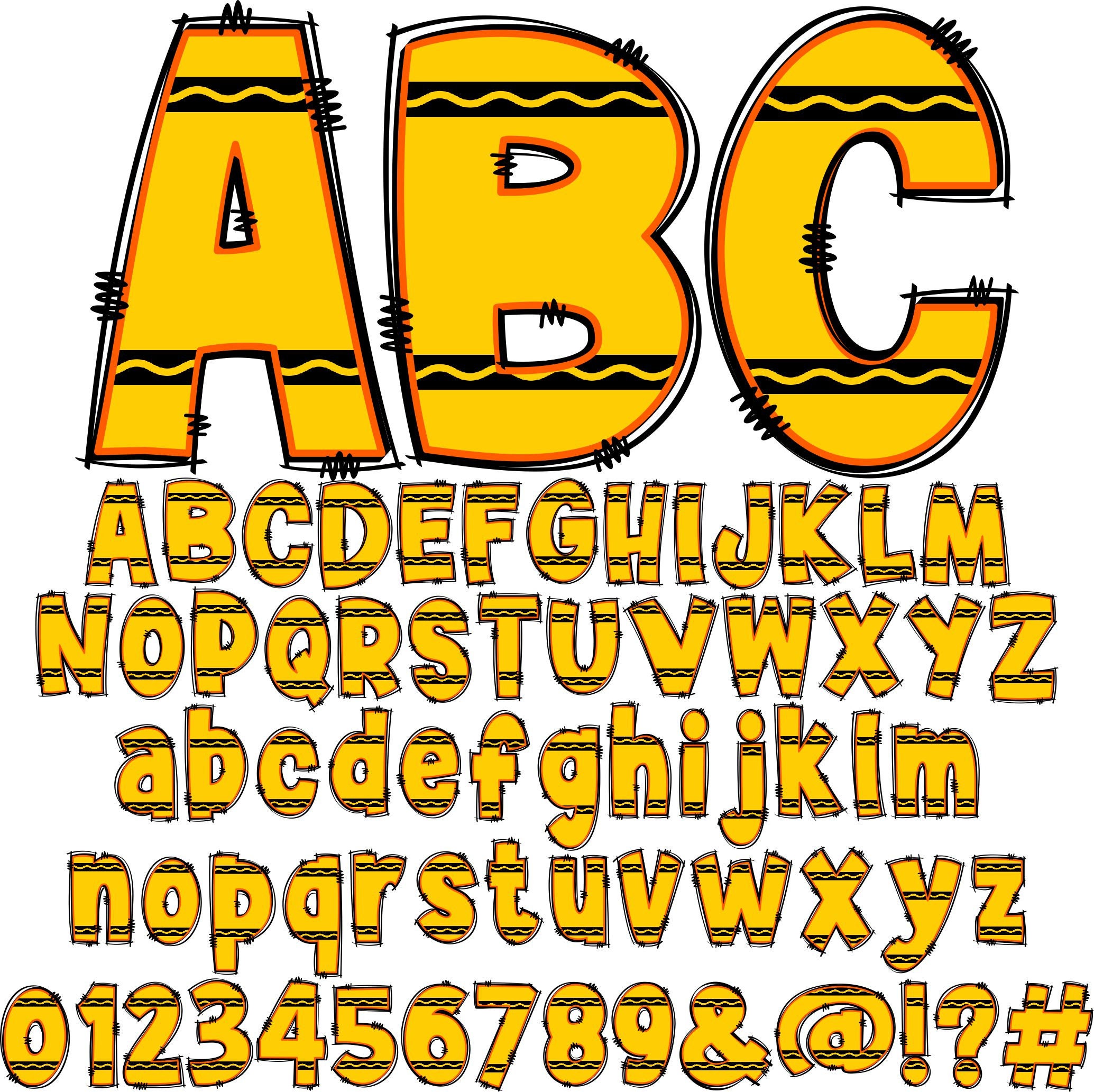 Crayon Letters & Numbers PNG, Alpha Doodle, PNG Letters, Doodle Letters ...
