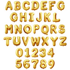 Gold Balloon PNG Letters, Transparent Background, Gold Balloon Alphabet ...