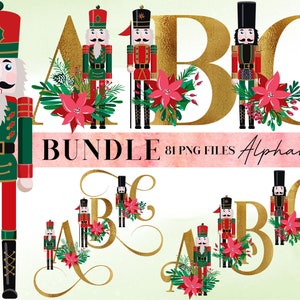BUNDLE Christmas Nutcracker Alphabet PNG, Nutcrackers, Transparent PNG ...