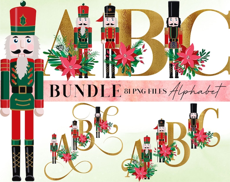 BUNDLE Christmas Nutcracker Alphabet PNG Nutcrackers Clip - Etsy
