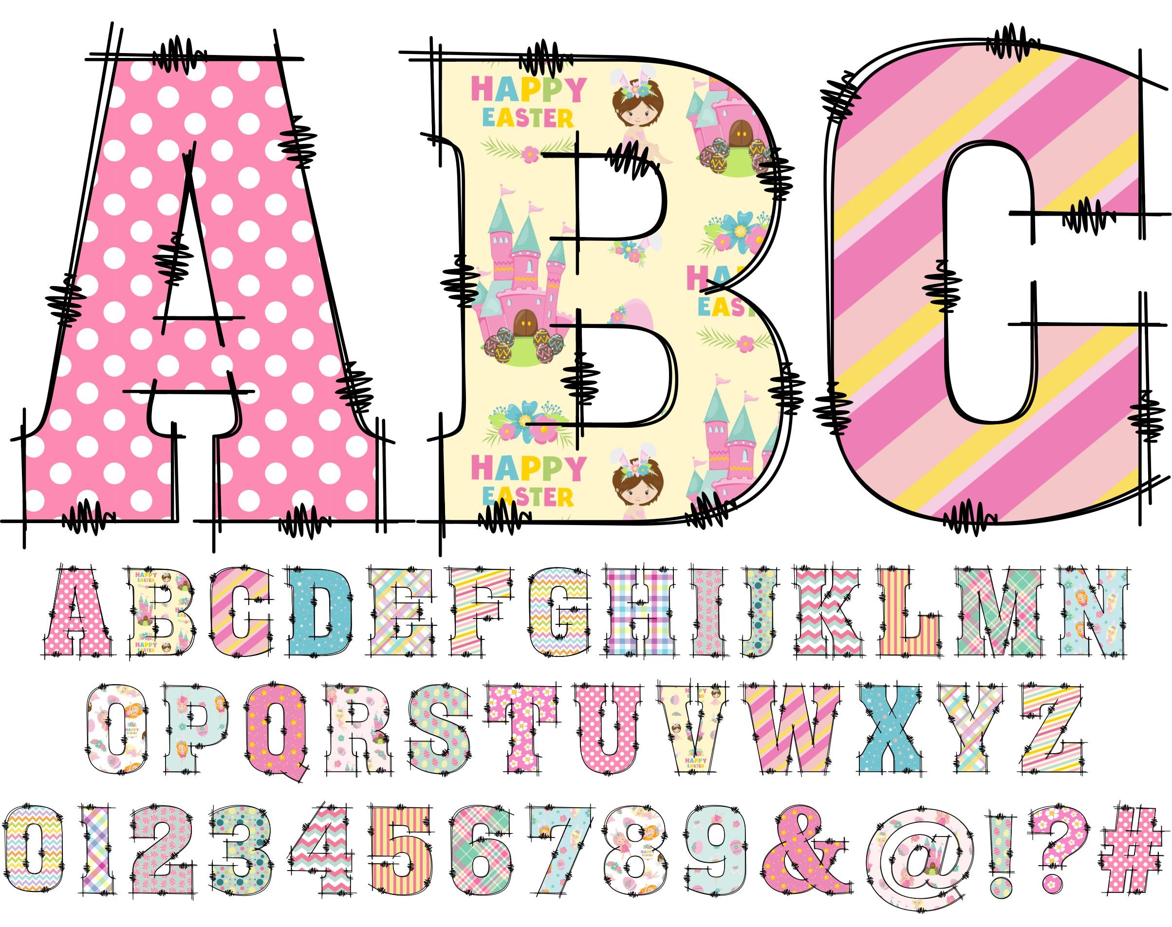 Easter Alphabet PNG Easter Alphabet Clip Art PNG Doodle - Etsy