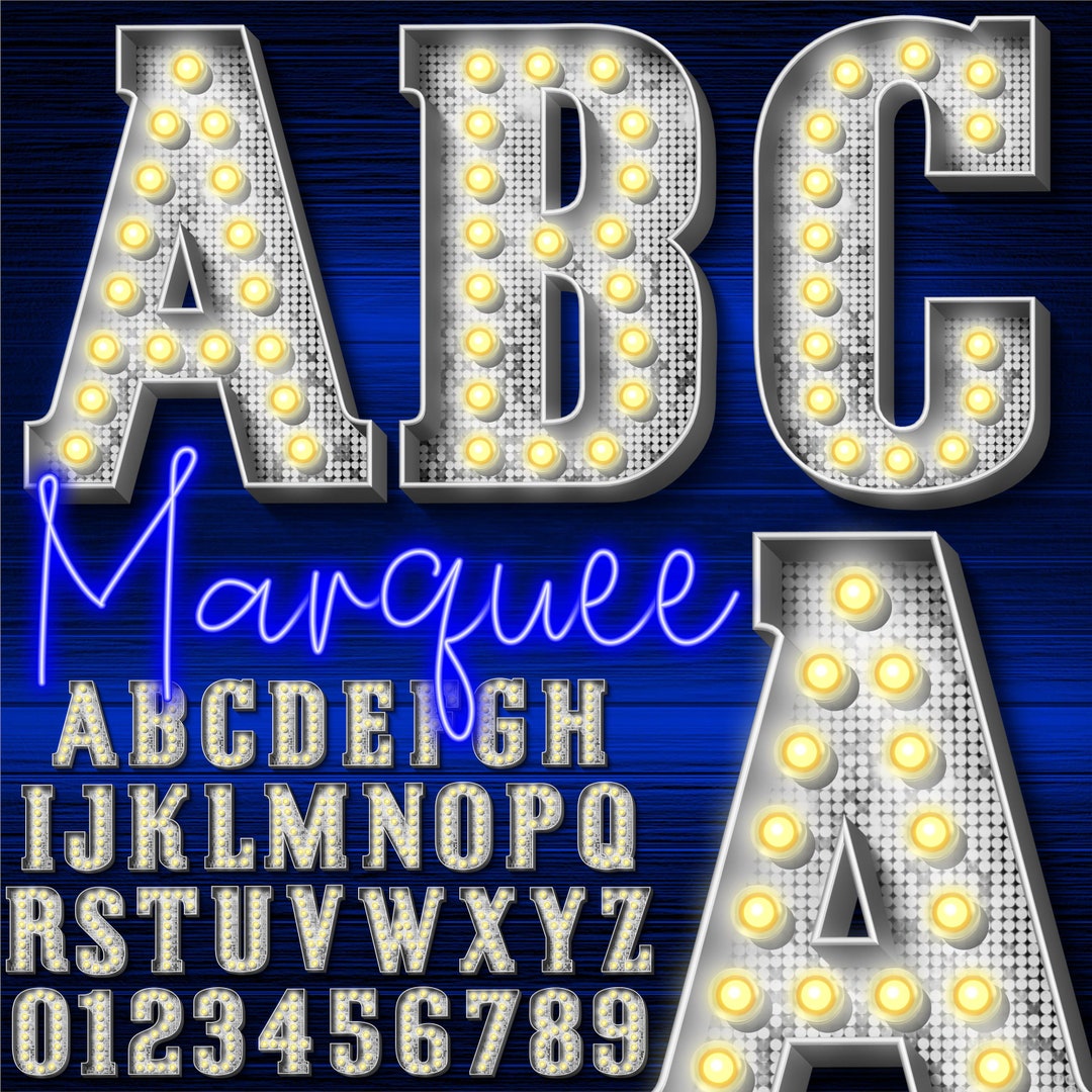 Glitter Marquee Letters PNG, Light Bulbs Letters, PNG Letters, 3D ...