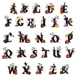 Halloween Clipart Alphabet PNG, Watercolor Alphabet Clip Art ...