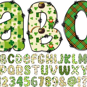 St Patrick's Day Letters PNG, Shamrock Alphabet Clip Art, Doodle Irish ...