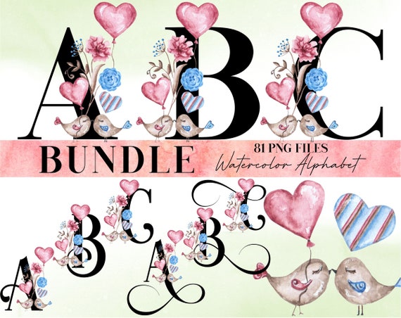 Bundle Valentine's Day Letters PNG Love Alphabet Clip | Etsy