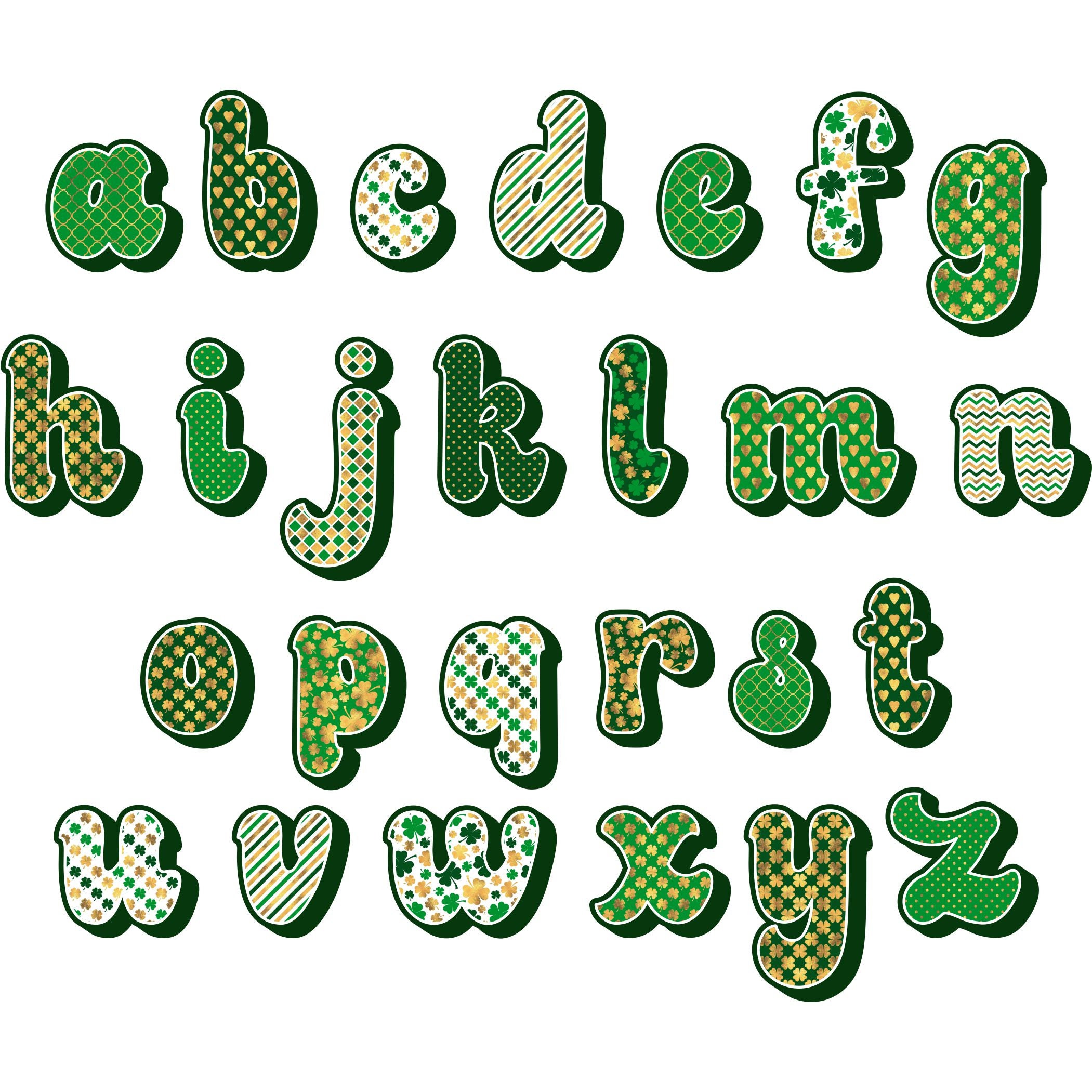 Retro St Patrick's Day Letters PNG Shamrock Alphabet Clip - Etsy