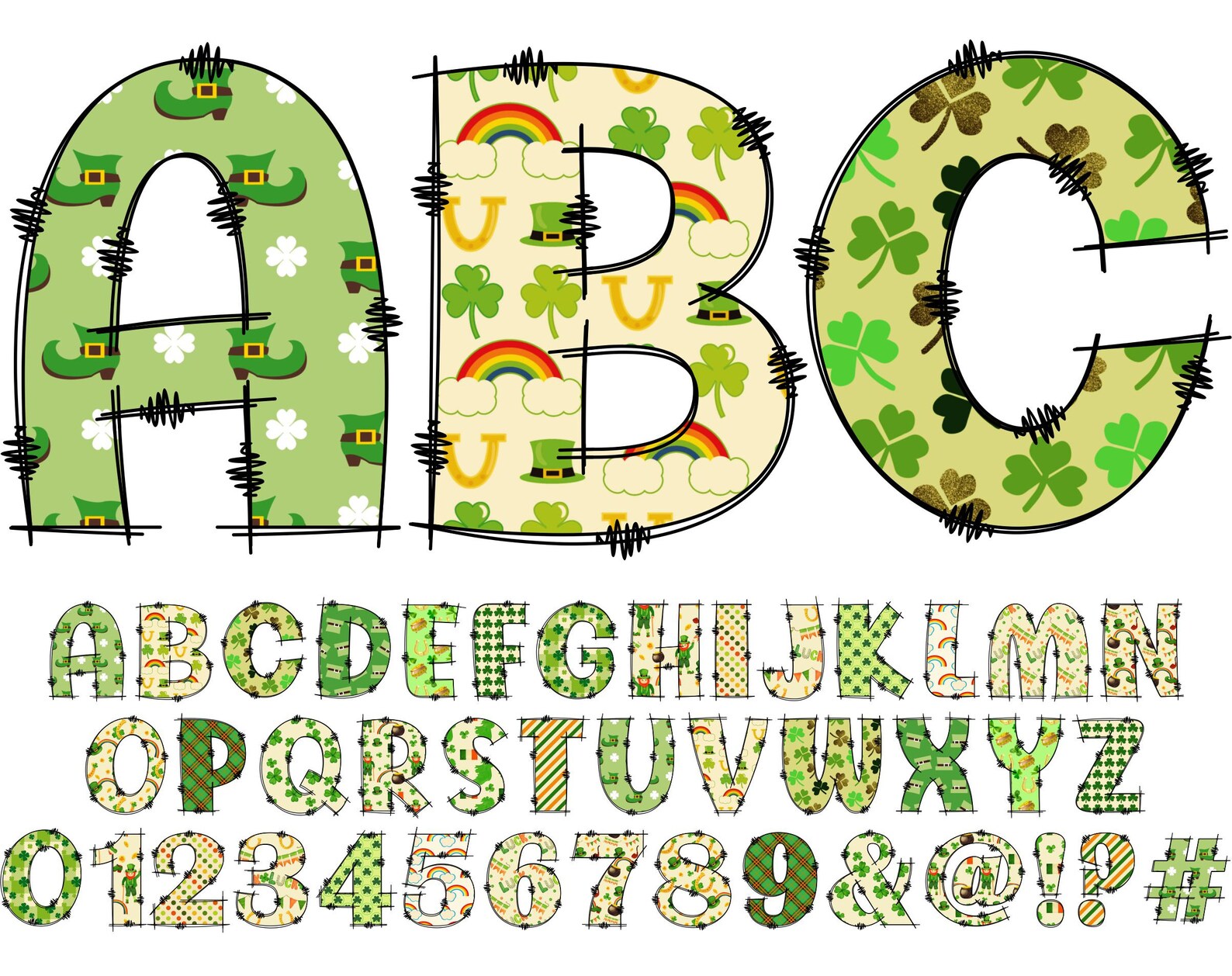 St Patrick's Day Letters PNG Shamrock Alphabet Clip Art - Etsy