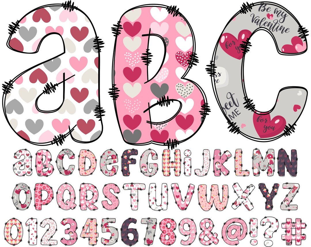 Valentine's Day Alphabet PNG, Love Alphabet Clip Art, PNG, Doodle ...