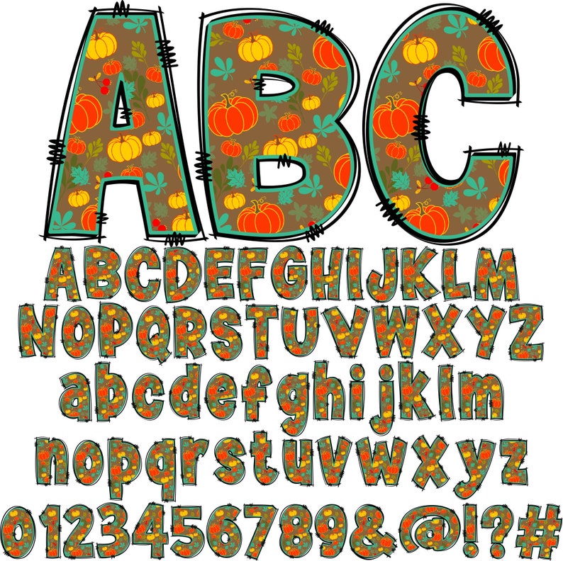 Fall Autumn Letters & Numbers PNG Alpha Doodle PNG Letters - Etsy