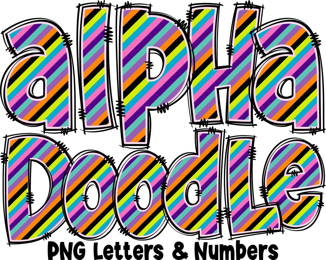 Stripe Letters & Numbers PNG, Alpha Doodle, PNG Letters, Stripe Doodle ...