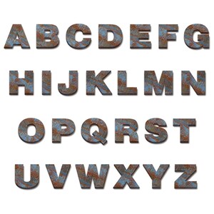 Rusted PNG Letters, Transparent Background, 3D Rusted Alphabet Clip Art ...