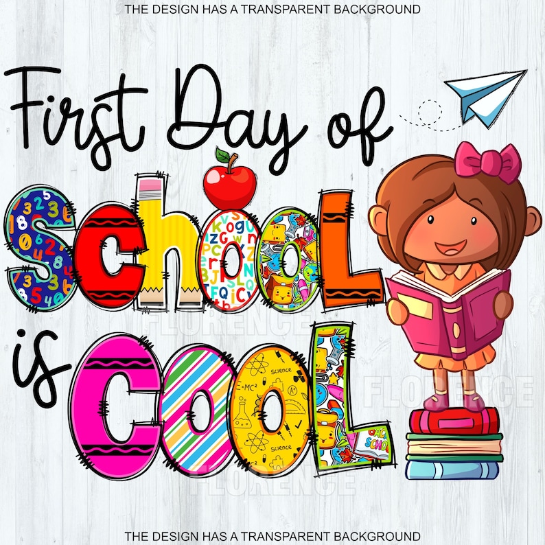 First Day of School is Cool PNG Alpha Doodle PNG Letters - Etsy