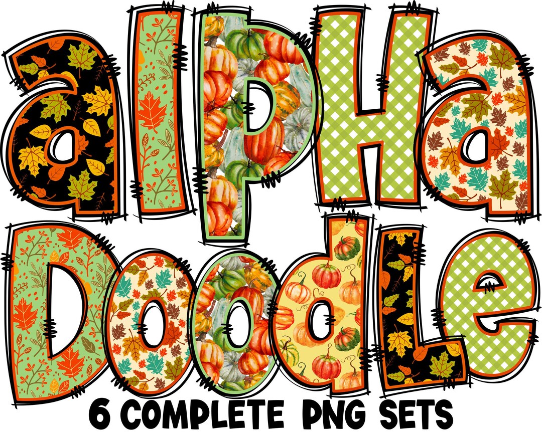 BUNDLE Fall Autumn Alphabet PNG, Alpha Doodle, PNG Letters, Fall ...