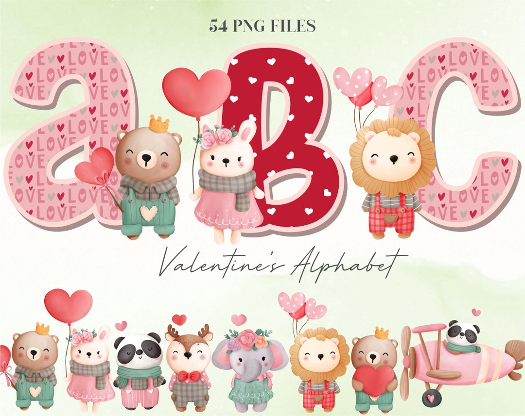 Valentine's Day Letters PNG, Love Alphabet Clip Art, Doodle Valentines ...