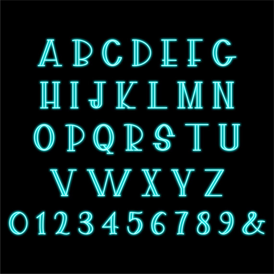 Neon Glow Effect Alphabet PNG Clip Art Letters Font Instant - Etsy
