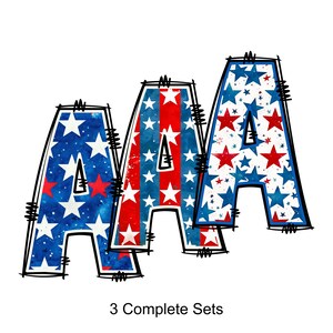 BUNDLE Patriotic Alphabet PNG, 4th of July, Independence Day, Alpha ...