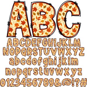 Fall Autumn Letters & Numbers PNG, Alpha Doodle, PNG Letters, Fall ...