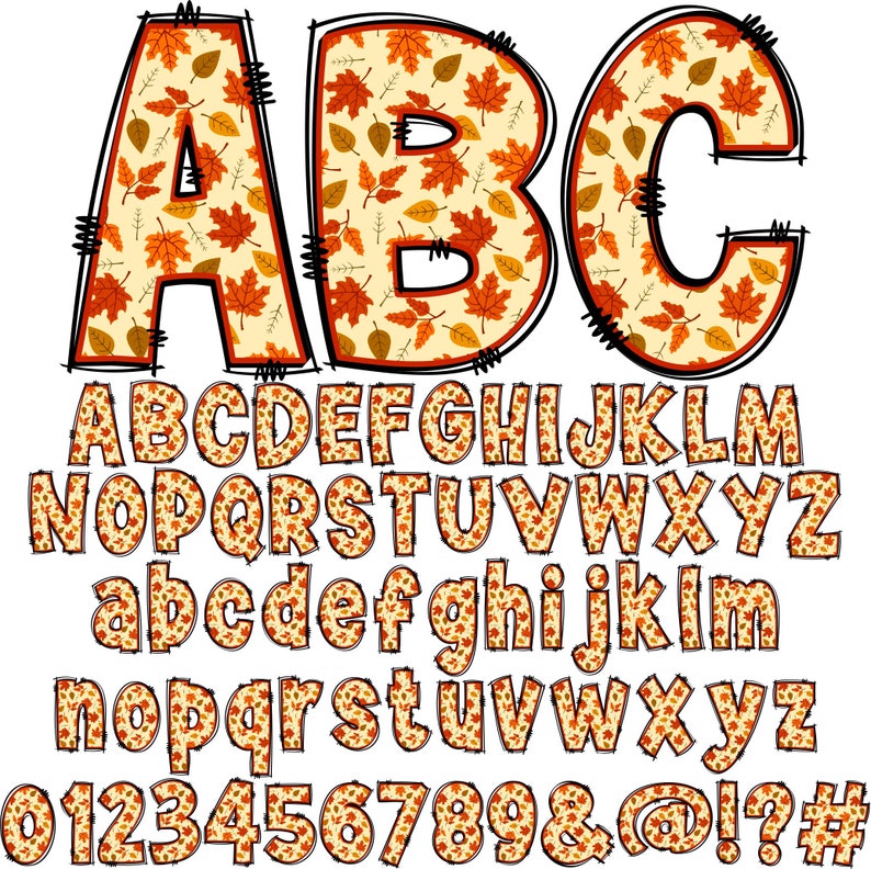 Fall Autumn Letters & Numbers PNG Alpha Doodle PNG Letters - Etsy