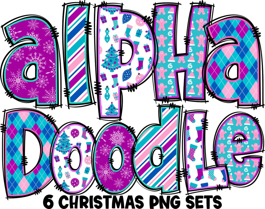 Purple Christmas Alphabet PNG, Christmas Letters, Christmas Doodle, PNG ...