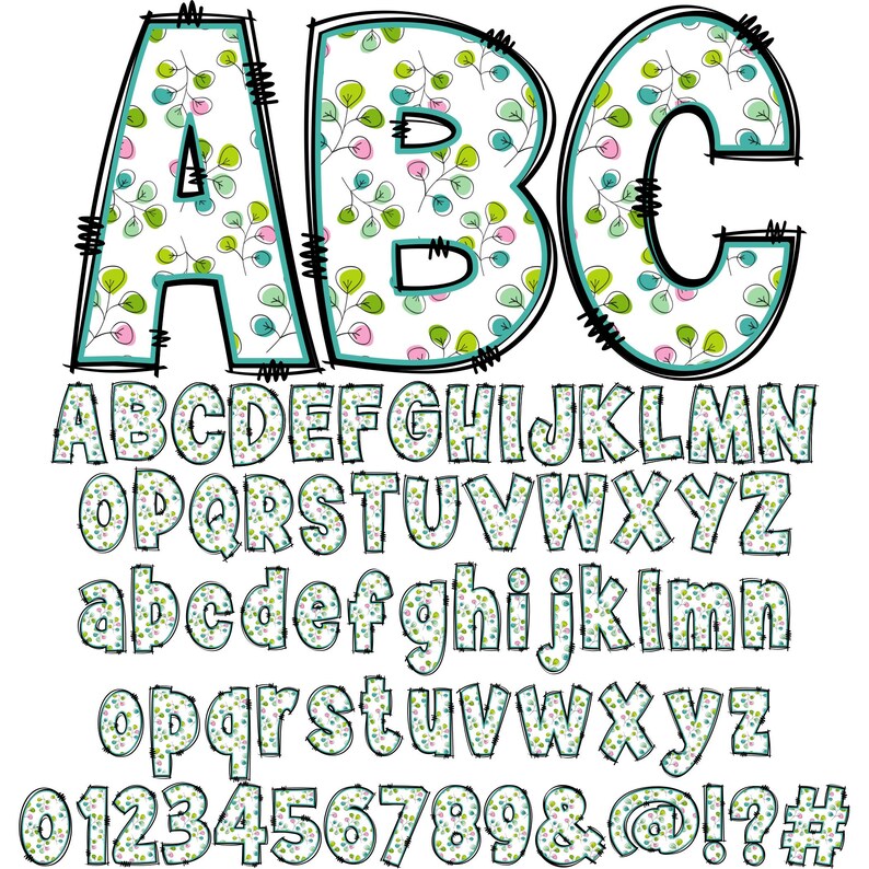 BUNDLE Spring Floral Alphabet PNG Doodle Alpha Doodle - Etsy