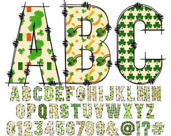 St Patrick's Day Letters PNG Shamrock Alphabet Clip Art | Etsy