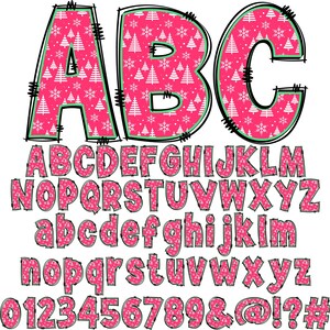 Pink Christmas Alphabet PNG, Christmas Letters, Christmas Doodle, PNG ...