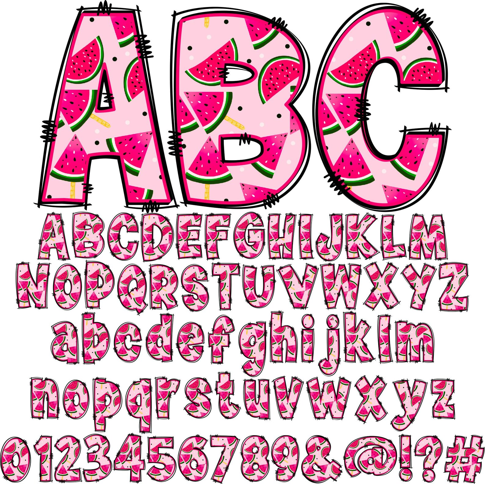 Summer Letters & Numbers PNG Alpha Doodle PNG Letters - Etsy