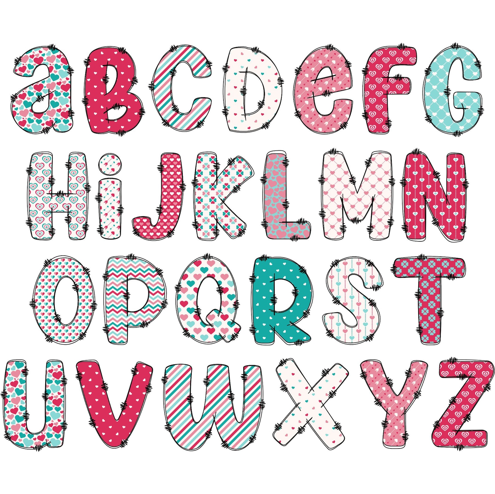 Valentine's Day Alphabet PNG, Love Alphabet Clip Art, PNG, Doodle ...