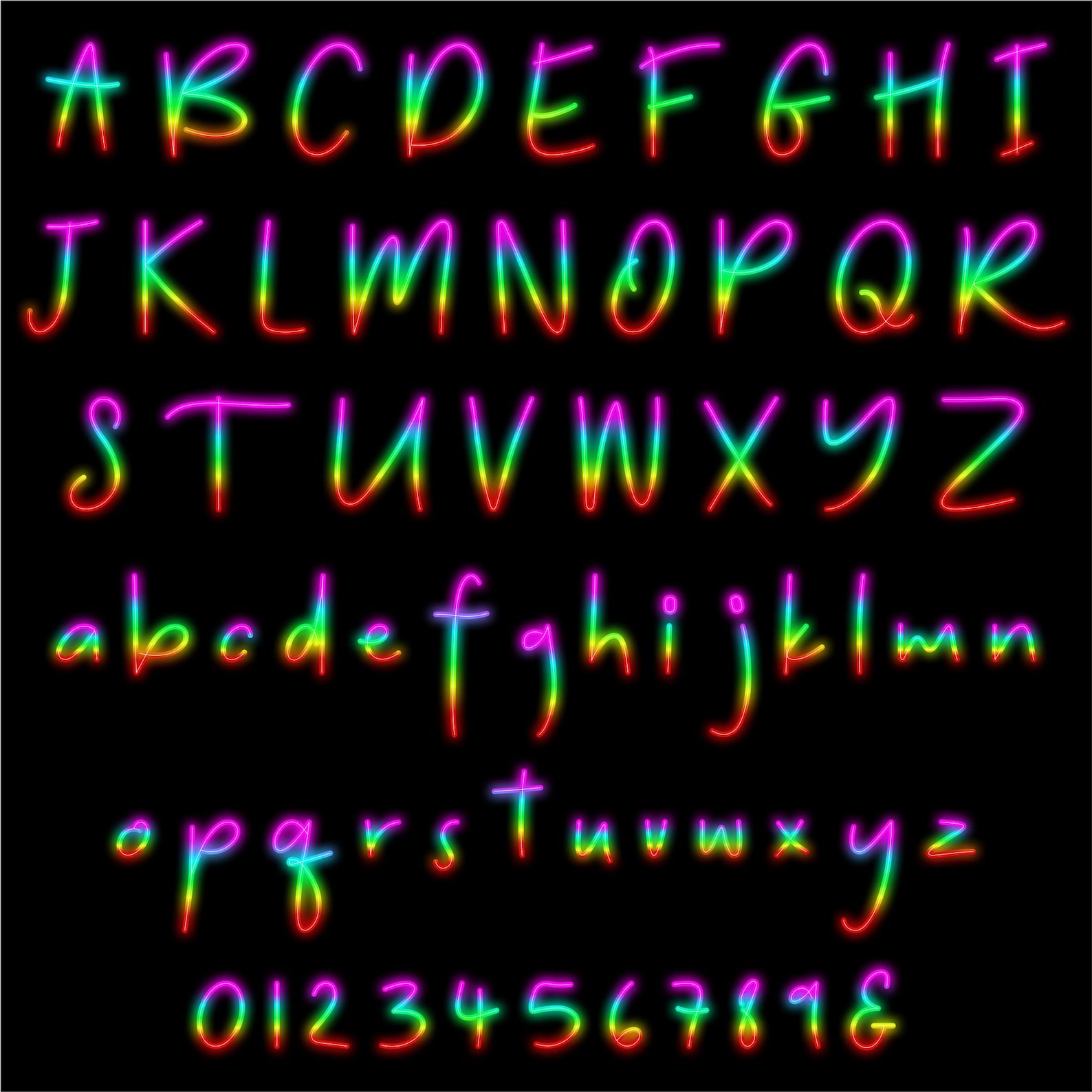 Neon Glow Effect Alphabet PNG Clip Art Letters Font Instant - Etsy