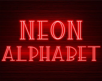 Neon Glow Effect Alphabet PNG Clip Art Letters Font Instant Download ...