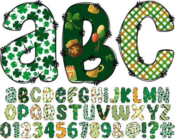 St Patrick's Day Letters PNG Shamrock Alphabet Clip Art | Etsy
