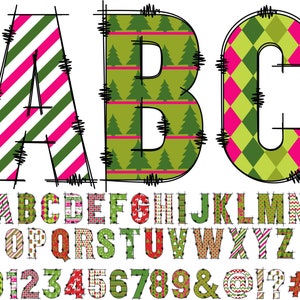Christmas Clipart Letters PNG, Wrapping Paper Alphabet, Doodle Holidays ...