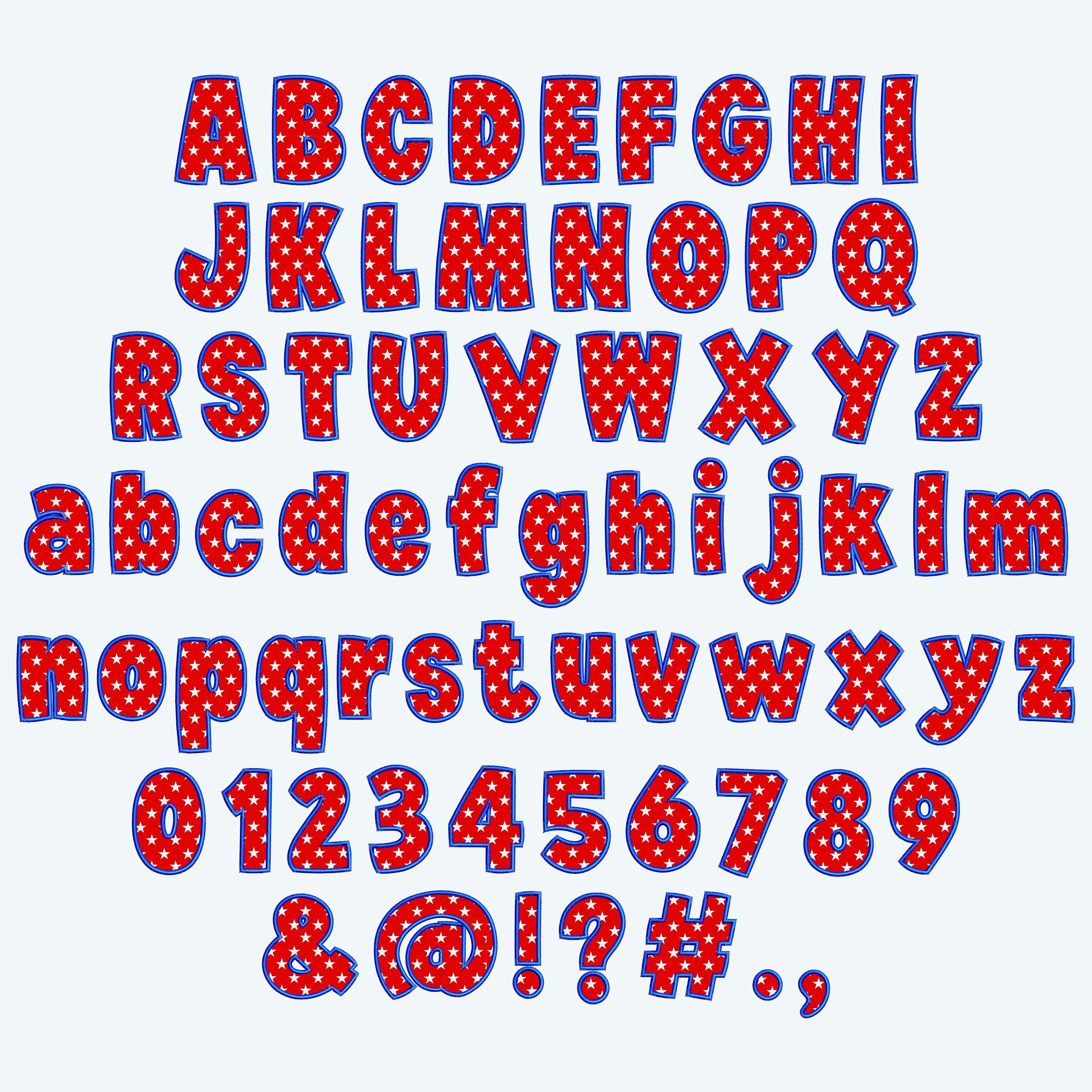 Faux Embroidery Applique Letters BUNDLE, Patriotic Applique, Faux ...