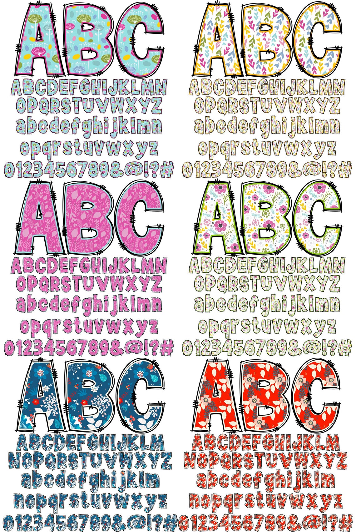 BUNDLE 50 Floral Alphabet Sets Doodle Alpha Doodle Flowers - Etsy