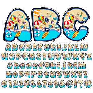 Summer Letters & Numbers PNG, Alpha Doodle, PNG Letters, Summer Doodle ...