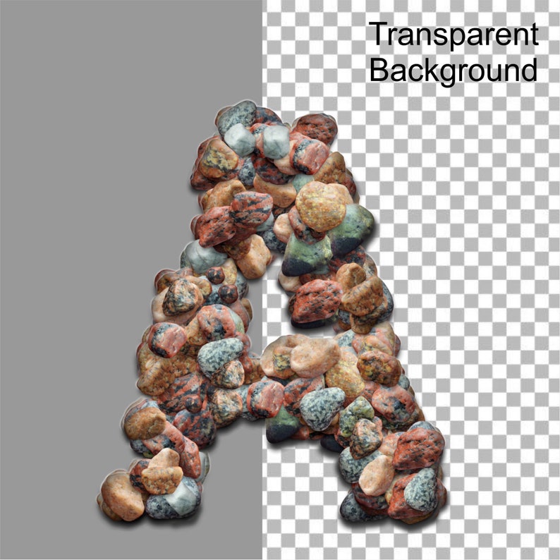 Rocks PNG Letters, Transparent Background, 3D Rock Alphabet Clip Art ...