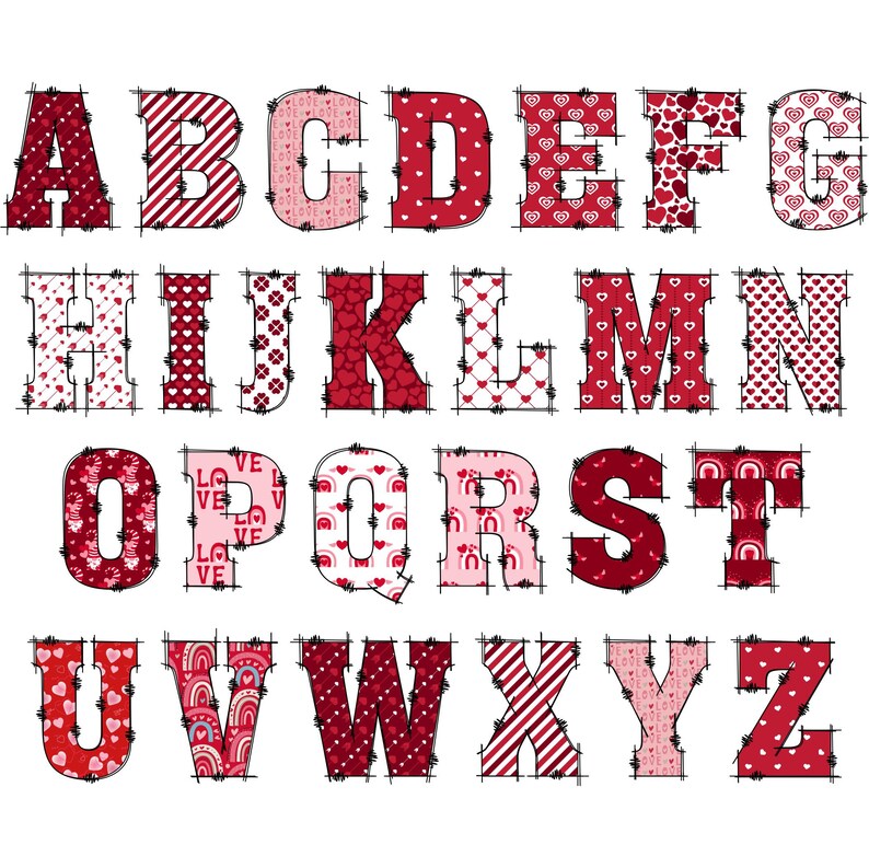 Valentine's Day Alphabet PNG Love Alphabet Clip Art PNG - Etsy