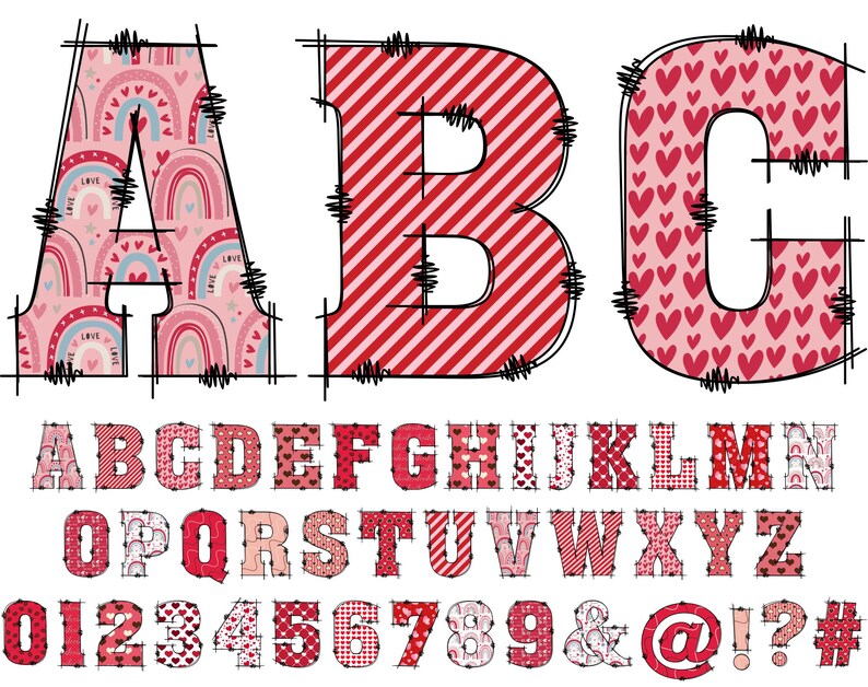 Valentine's Day Alphabet PNG Love Alphabet Clip Art PNG | Etsy