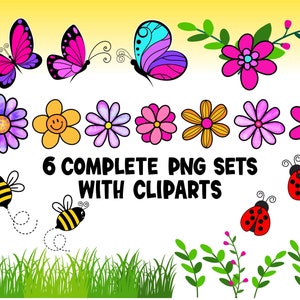 BUNDLE Spring Floral Alphabet PNG, Doodle Alpha, Doodle Flowers, Doodle ...