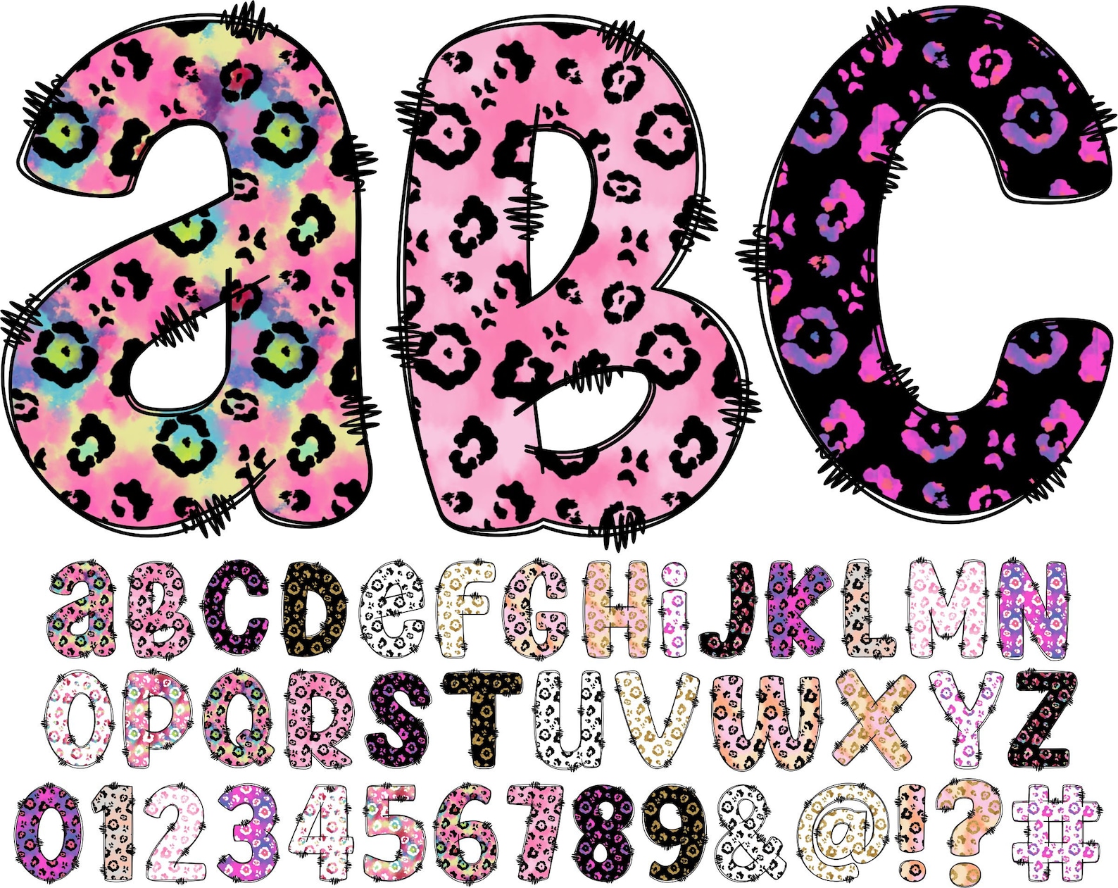 Leopard Print Alphabet PNG Doodle Alphabet Clip Art - Etsy