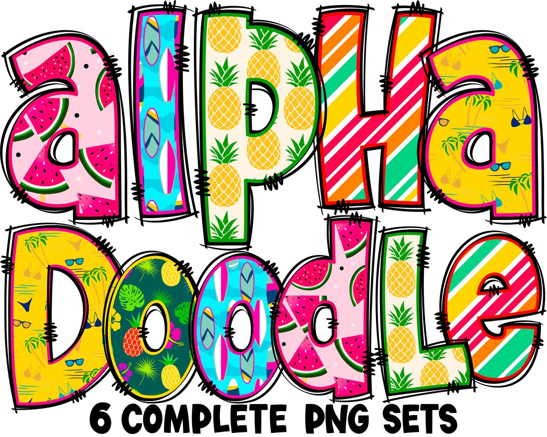 Summer Letters & Numbers PNG, Alpha Doodle, PNG Letters, Doodle Letters ...