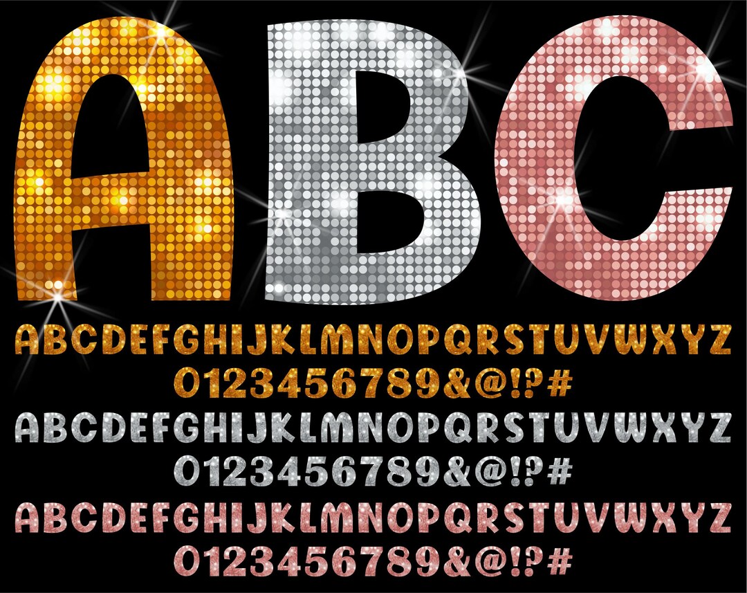 Bundle PNG Glitter Alphabet, Sparkle Clip Art, Letters Alphabet Numbers ...