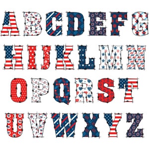 Patriotic Doodle Letters PNG, 4th of July, Independence Day, Alphabet ...